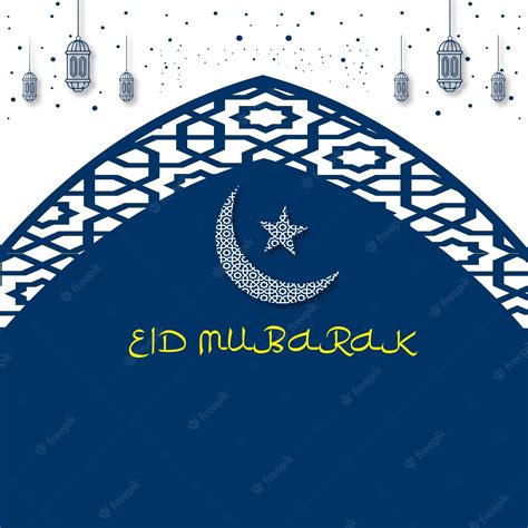Premium Vector A Blue And White Poster With A Crescent Moon And A