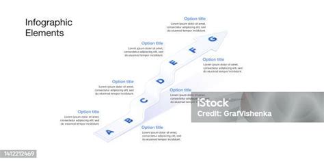 7 단계 화살표가있는 비즈니스 프로세스 차트 인포 그래픽 회사 워크플로 그래픽 요소 회사 흐름도 프레젠테이션 슬라이드 아이소메트릭 디자인의 벡터 정보 그래픽입니다 0명에
