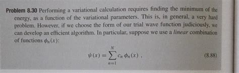 solved problem 8 30 performing a variational calculation