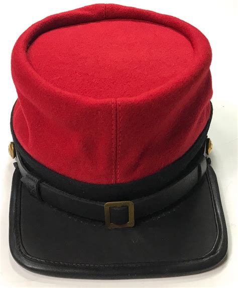 Civil War Csa Confederate Artillery Red Wool Kepi Forage Cap Hat