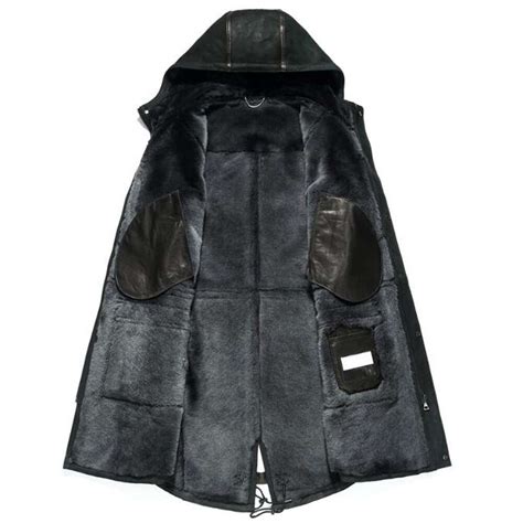 Dennyanddora Mens Long Sheepskin Coat Men Shearling Coat Mens Leather
