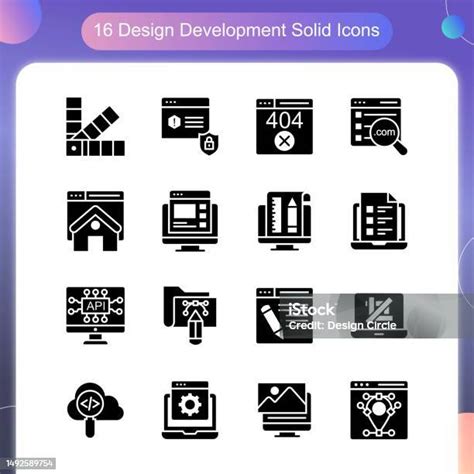 디자인 개발 벡터 솔리드 아이콘 세트 일러스트레이션 세트 03 개발에 대한 스톡 벡터 아트 및 기타 이미지 개발 개선
