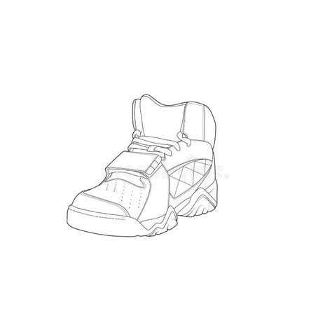 Dessin Du Contour Des Baskets Lignes Noires De Chaussures De Sport Sur
