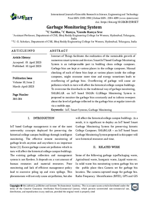Pdf Garbage Monitoring System International Journal Of Scientific