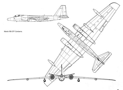 Canberra 57 Martin Blueprint B57 Drawingdatabase Sketch Coloring Page