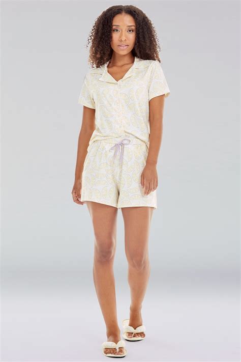 Pijama Feminino Adulto Americano Curto Limão Siciliano Bela Notte