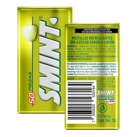 Pastillas Refrescantes Smint Sin Azúcar Sabor Limón Con Vitamina C 35 G