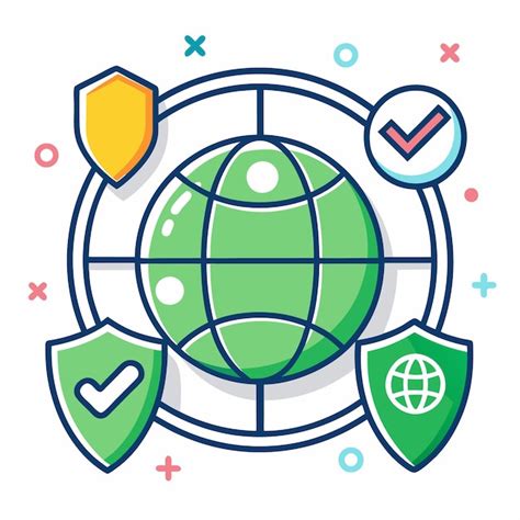 Global Protection With Green Shields And Check Marks Premium Ai Generated Vector