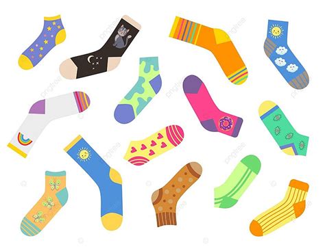 Different Cute Socks Flat Vector Illustrations Set Concept Colorful
