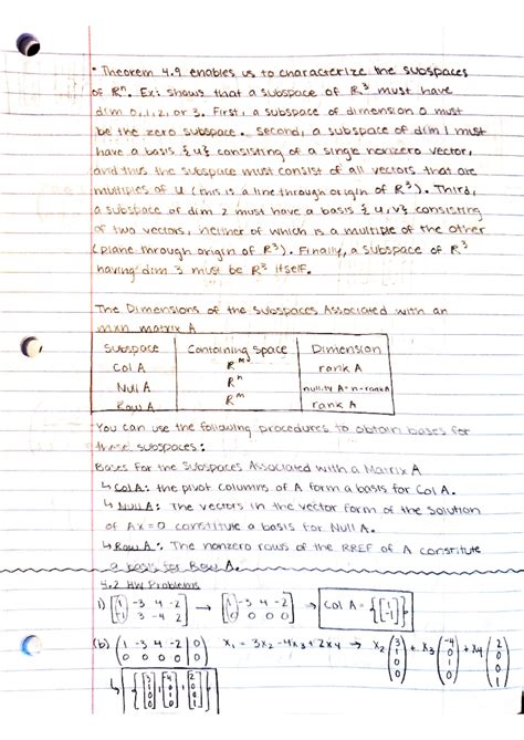 Intro Linear Algebra The Dimensions Of The Subspaces Associated With
