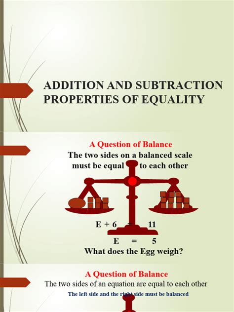 Addition And Subtraction Properties Of Equality Pdf Equations Elementary Mathematics