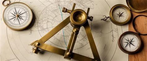 Premium Photo Antique Brass Sextant On A Nautical Chart Perfect For