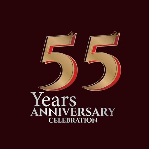 Premium Vector 55th Years Anniversary Logo Gold And Red Colour