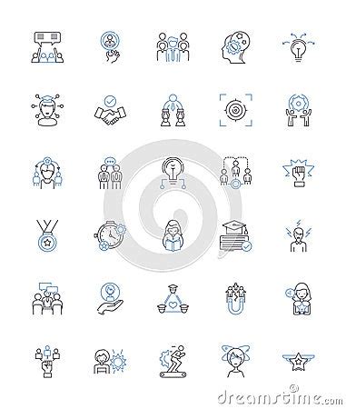 Beginning Instruction Line Icons Collection Introduction Foundation