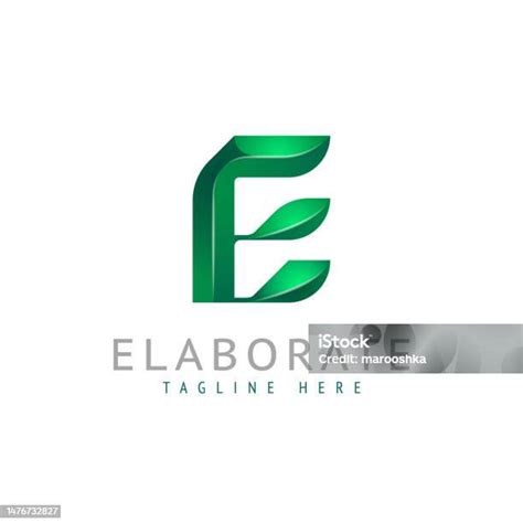 에코 리프 로고 녹색 글꼴 알파벳 벡터 일러스트 레이 션 10eps가 있는 3d 편지 3차원 형태에 대한 스톡 벡터 아트 및