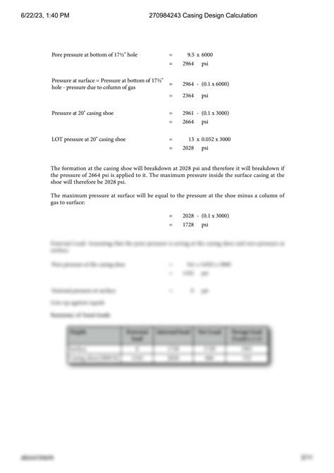 SOLUTION Casing Design Calculation Studypool