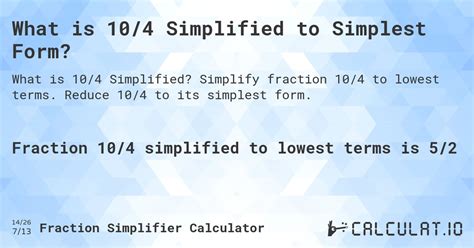 What Is 10 4 Simplified To Simplest Form Calculatio