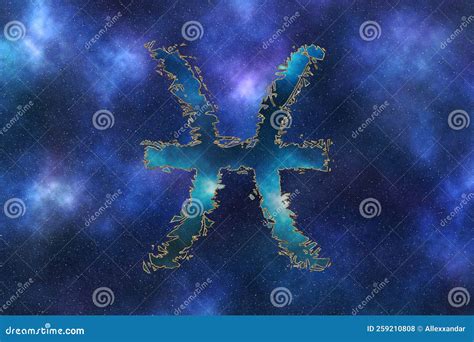 Pisces Zodiac Sign Night Sky Background Stock Illustration