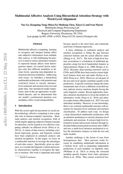 Pdf Multimodal Affective Analysis Using Hierarchical Attention