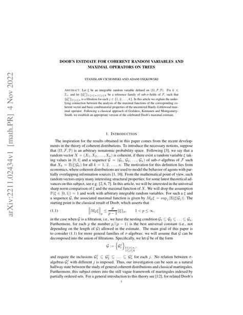 Pdf Doobs Estimate For Coherent Random Variables And Maximal Operators On Trees