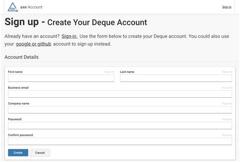Create An Axe Account Deque Docs