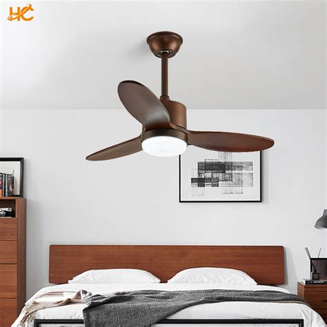 Indoor Modern Led Lighting Remote Control Copper Brown Ceiling Fan