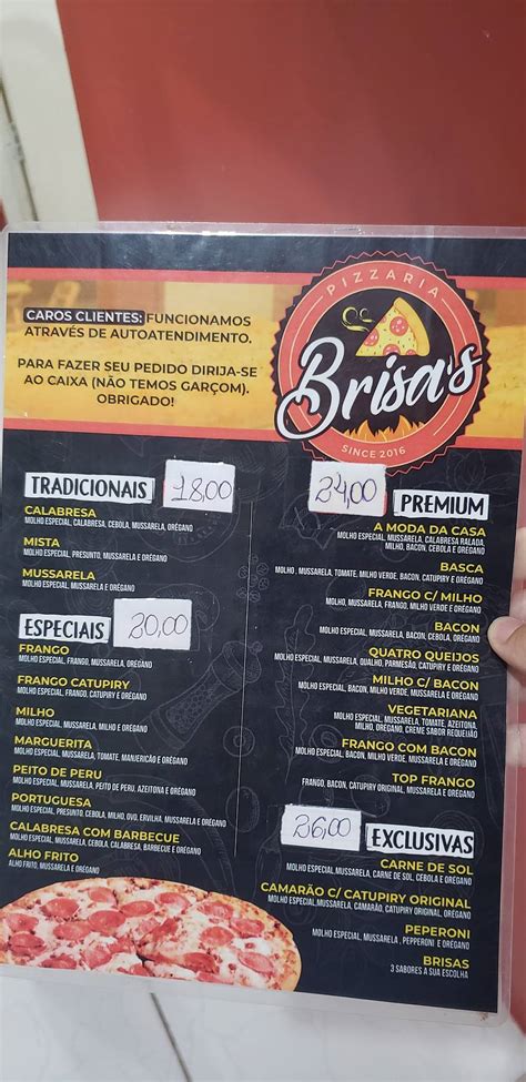 Menu Em Pizzaria Brisa S Fortaleza Av Oliveira Paiva