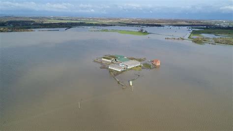 Floods Drone Shows Farm Encircled By Flood Water Uk News Sky News