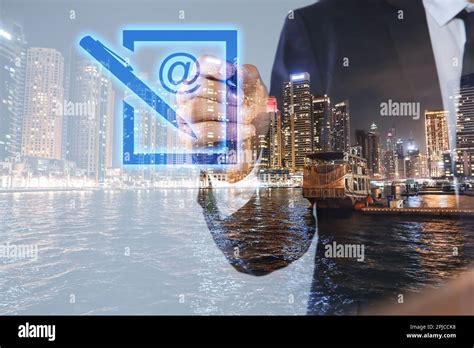 Electronic Signature Concept Double Exposure Of Businessman With Pen