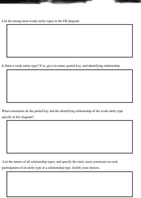 Texts 1 List The Strong Non Weak Entity Types In The Er Diagram 2