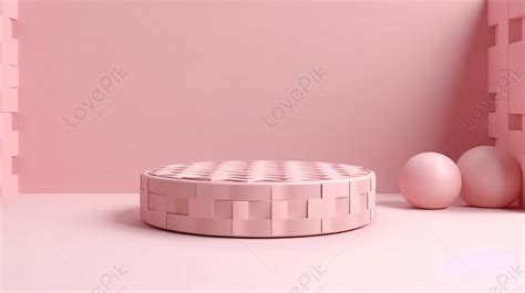 측면 보기 배경에 체크무늬 십자가 패턴이 특징인 미니멀리즘 파스텔 핑크 3d 제품 디스플레이 특징 배경 제품 디스플레이 배경 체크 패턴 배경 이미지 Hd 특징 제품
