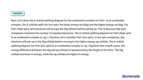 Solved Draw The D Orbital Splitting Diagrams For The Octahedral Complex Ions Of Each Of The