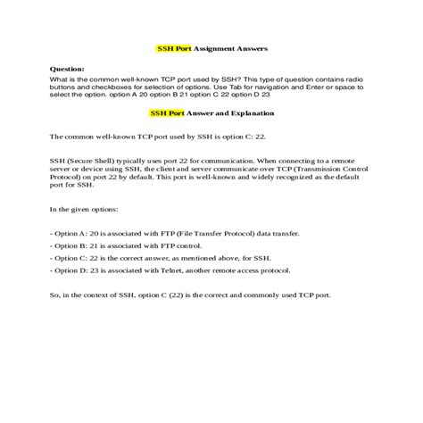 Option The Correct And Commonly Used Tcp Port Option The Correct And Commonly Used Tcp Port