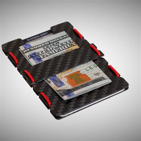 Slimtech Carbon Fiber Wallet With Money Clip And Strap Carbon Stain
