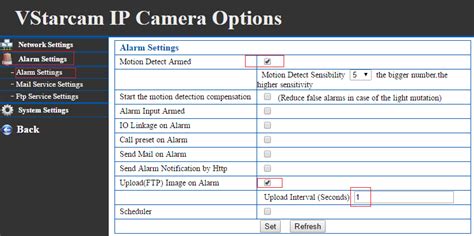 Configure Vstarcam Network Cameras To Upload Image Snapshots To Camera
