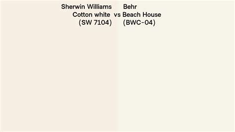 Sherwin Williams Cotton White SW 7104 Vs Behr Beach House BWC 04