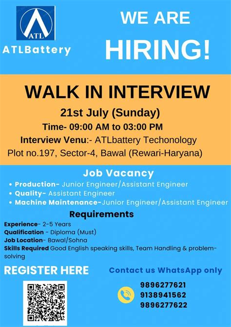 Neha Gaur On Linkedin Walk In Interviews Atlbattery Technology