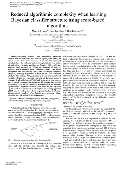 Pdf Reduced Algorithmic Complexity When Learning Bayesian Classifier Structure Using Score