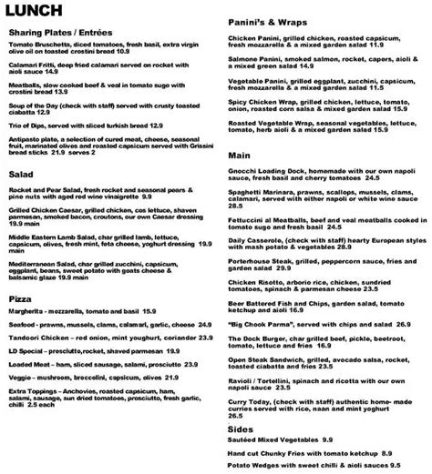 Loading Dock Menu Menu Untuk Loading Dock South Wharf Melbourne