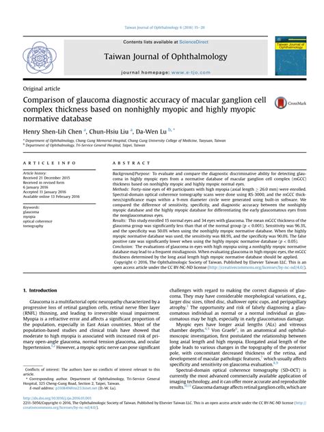 Pdf Comparison Of Glaucoma Diagnostic Accuracy Of Macular Ganglion Cell Complex Thickness