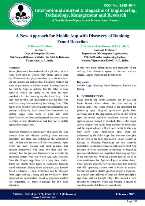 Pdf A New Approach For Mobile App With Discovery Of Ranking Fraud