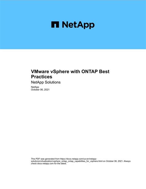 Pdf Vmware Vsphere With Ontap Best Practices Netapp Solutions