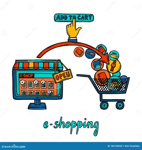 E Commerce Design Concept Stock Vector Illustration Of Cart 183128550