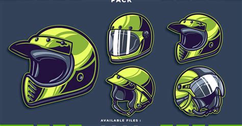 Classic Helmet Vector Illustration Pack Objects Ft Helmet