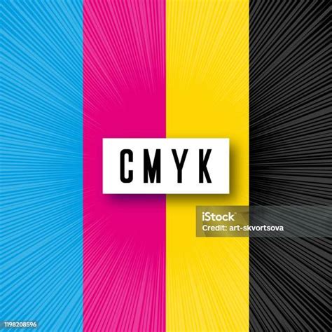 Cmyk 색상 개념입니다 프린터 잉크 및 토너 레터프레스 프린터 제공업체 Cmyk 디자인 Cmyk 배경 벡터 일러스트레이션 계속 인쇄하세요 4가지 개체에 대한 스톡 벡터