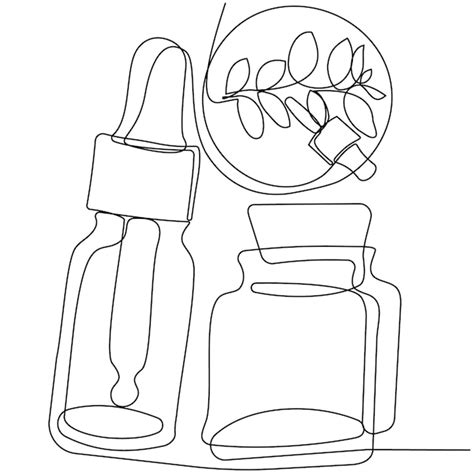 Un Dibujo Lineal De Una Botella De Aceite De Oliva Y Una Botella