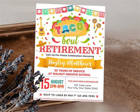 Diy Taco Bout Retirement Invite Festival Themed Taco Fiesta