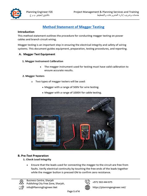 Method Statement Of Megger Testing Pdf Electrical Wiring