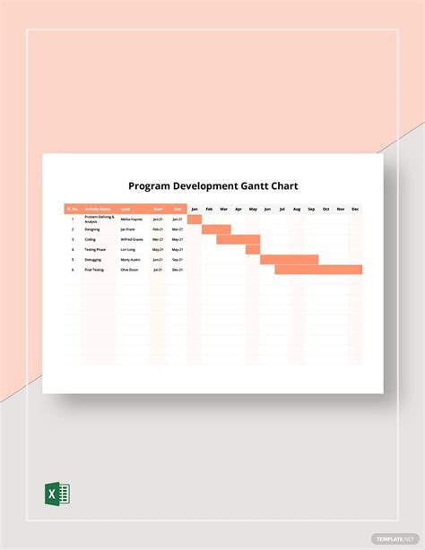 Program Development Gantt Chart Template In Excel Download