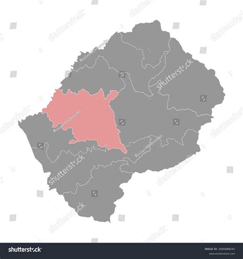 Maseru District Map Administrative Division Lesotho Stock Vector